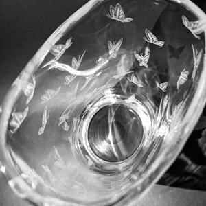 Butterfly Vase - Butterflies - Hand Engraved Vase - Beautiful Glass Art ...