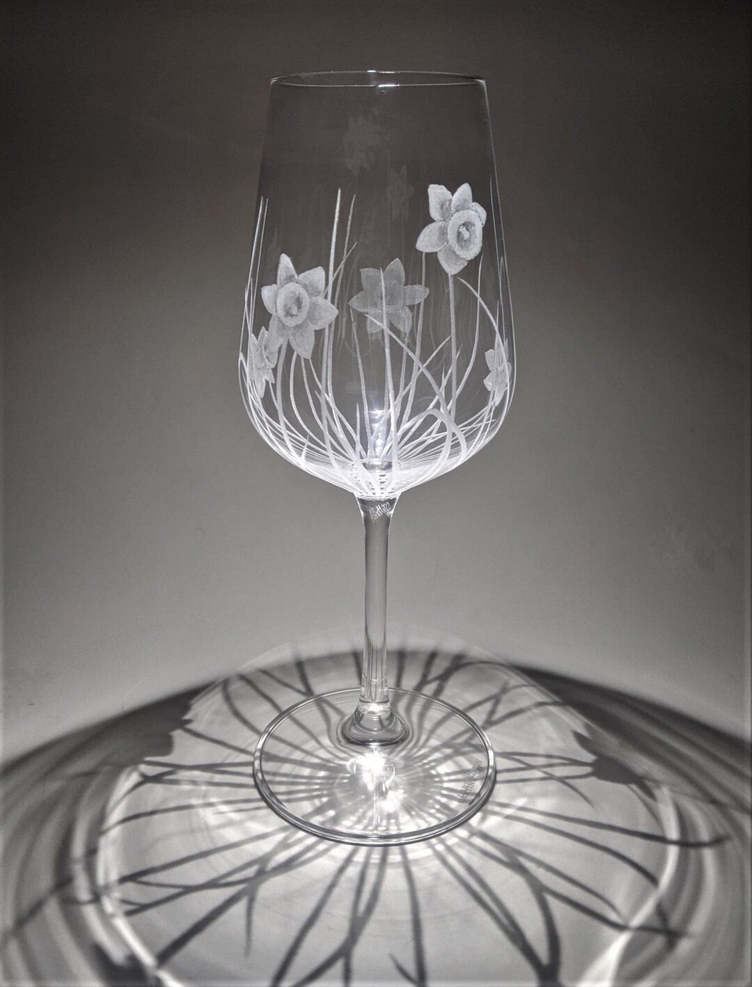 Hand Engraved Daffodil Wine Glasses - Daffodil Glass - Daffodil Gift ...