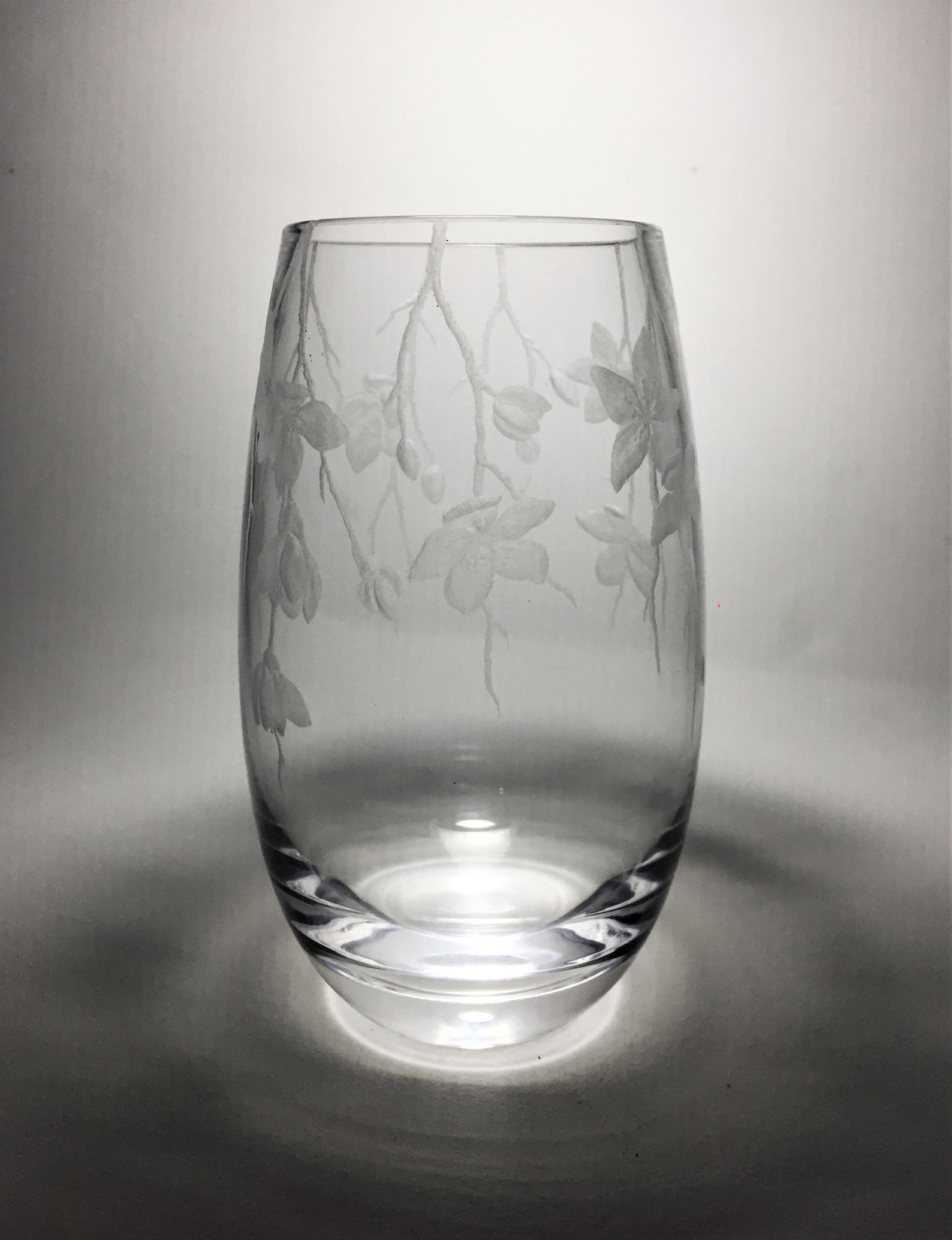 Cherry Blossom - Glass Engraved Vase - Crystal Vase - Glass Art ...