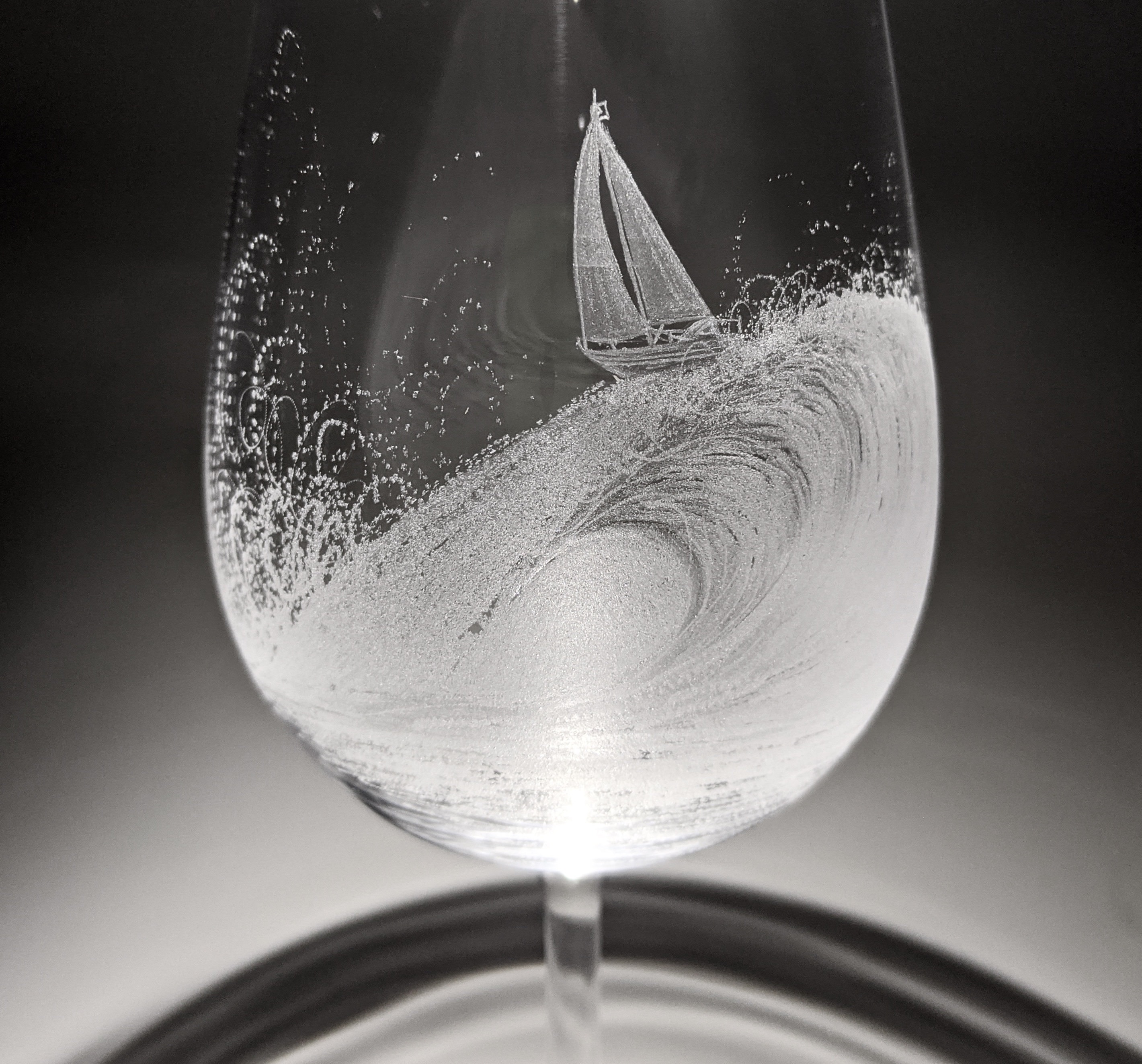 Hand Engraved Wave Wine Glasses Yacht Glass Sailing Gift - Etsy