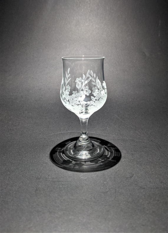 Forget Me Not Sherry Glass Small Hand Engraved Sherry - Etsy