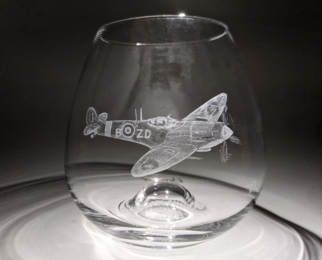 Spitfire Whisky Glass - Spitfire Tumbler - Hand Engraved Spitfire ...
