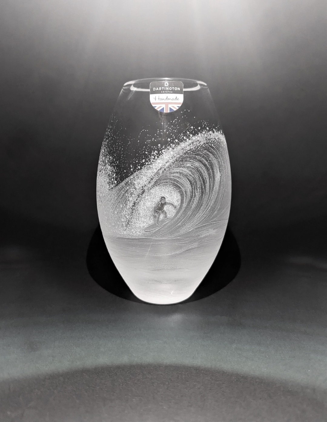 Hand Engraved Wave Vase - Surf Glass - Surfing Gift - Ocean Wave ...