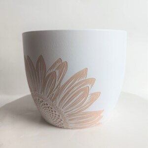Sunflower Pot Sunflowers Plant Pot Engraved Ceramic Beautiful Pottery ...