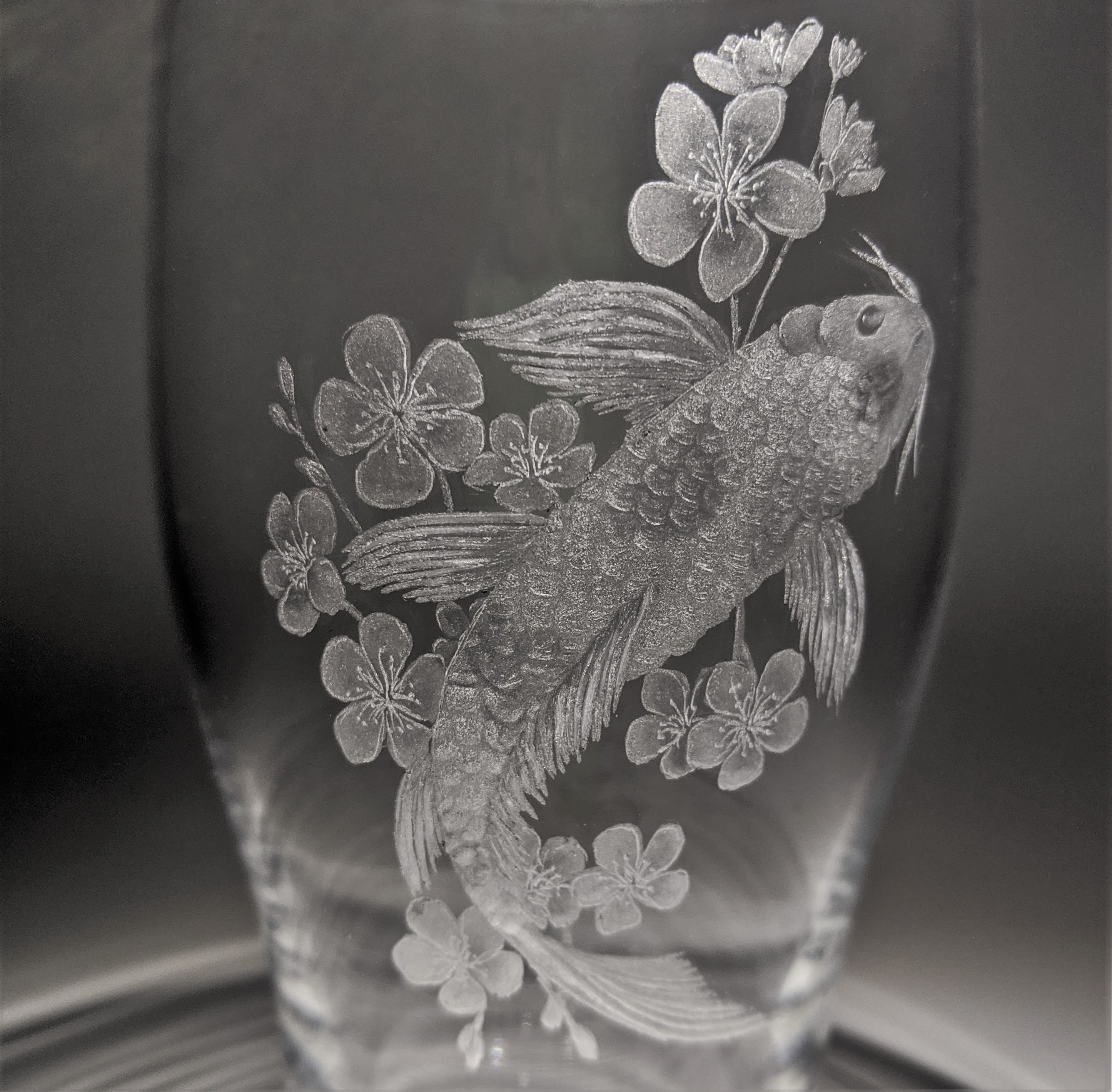 Koi Fish Pint Glass Engraved Glass Koi Fish and Cherry - Etsy UK