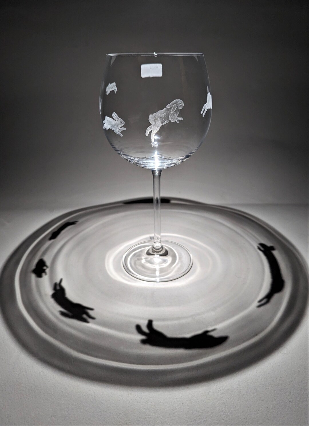 Bunny Rabbit Hopping - Rabbit Glass - Engraved Gin Glass - Glass Art ...