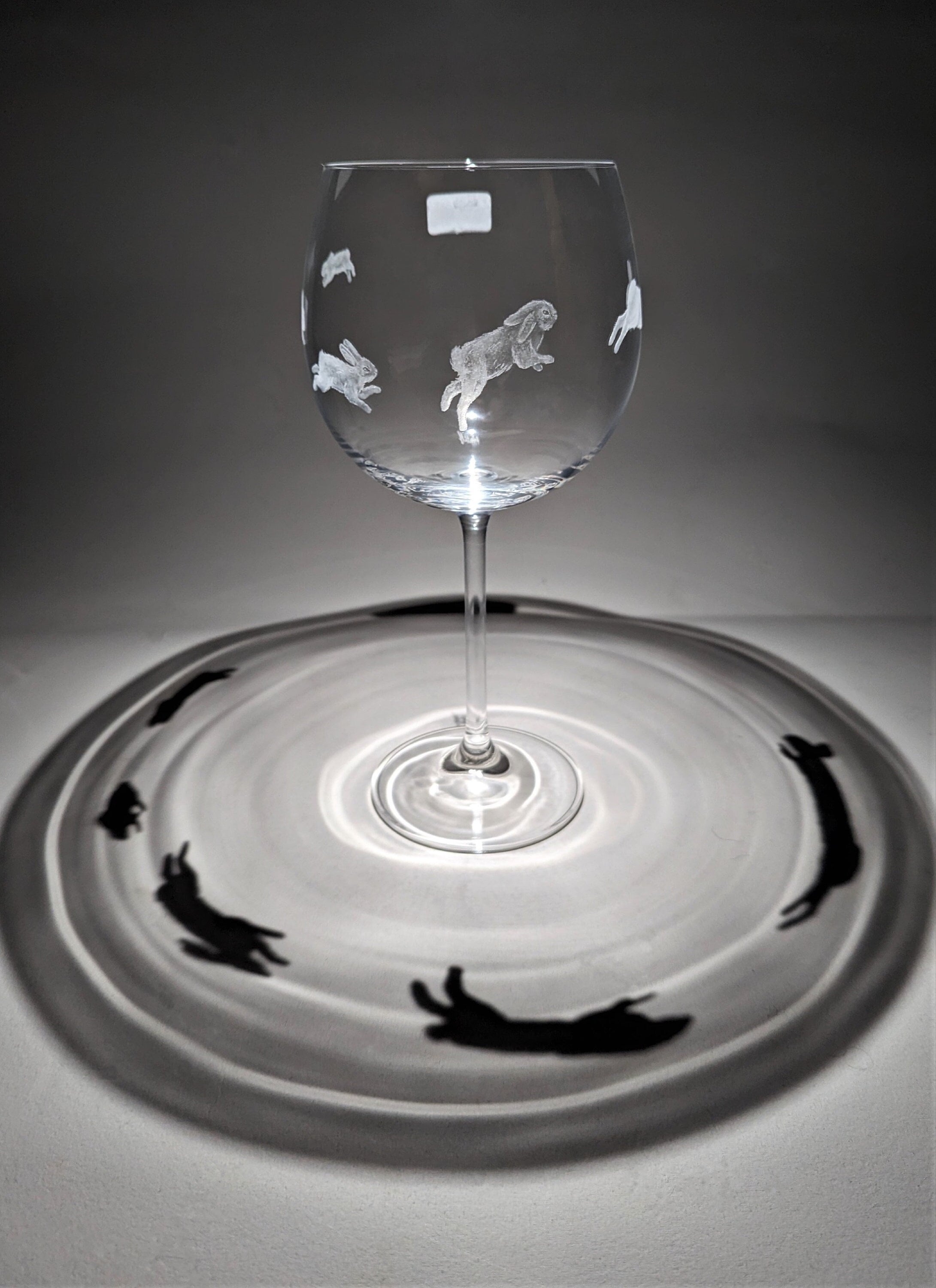 Bunny Rabbit Hopping Rabbit Glass Engraved Gin Glass Glass Art ...