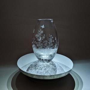 Forget Me Not Vase - Butterflies- Hand Engraved Dartington Crystal Vase ...