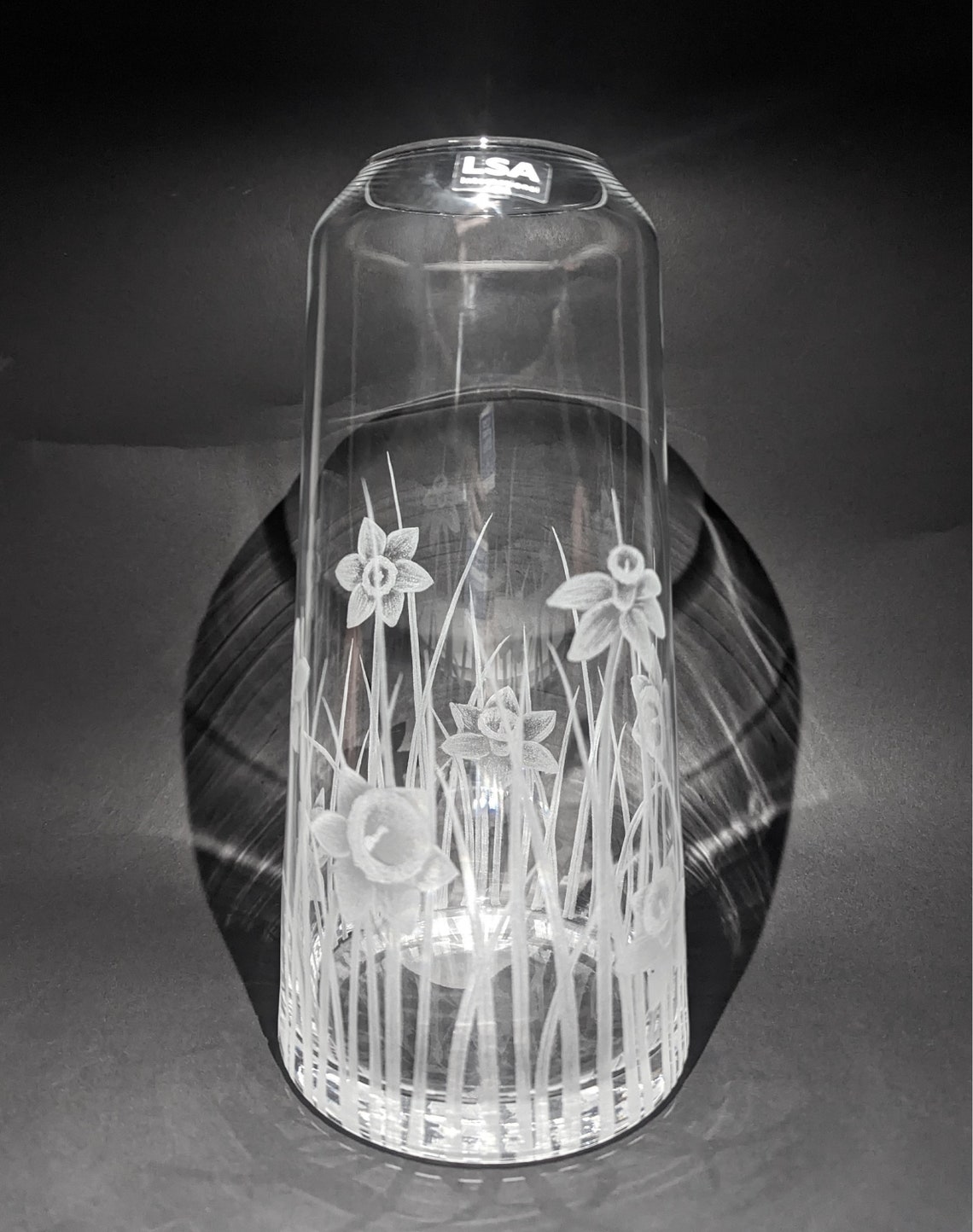 Daffodil Vase - Hand Engraved LSA Vase - Beautiful Glass Art - Flower ...