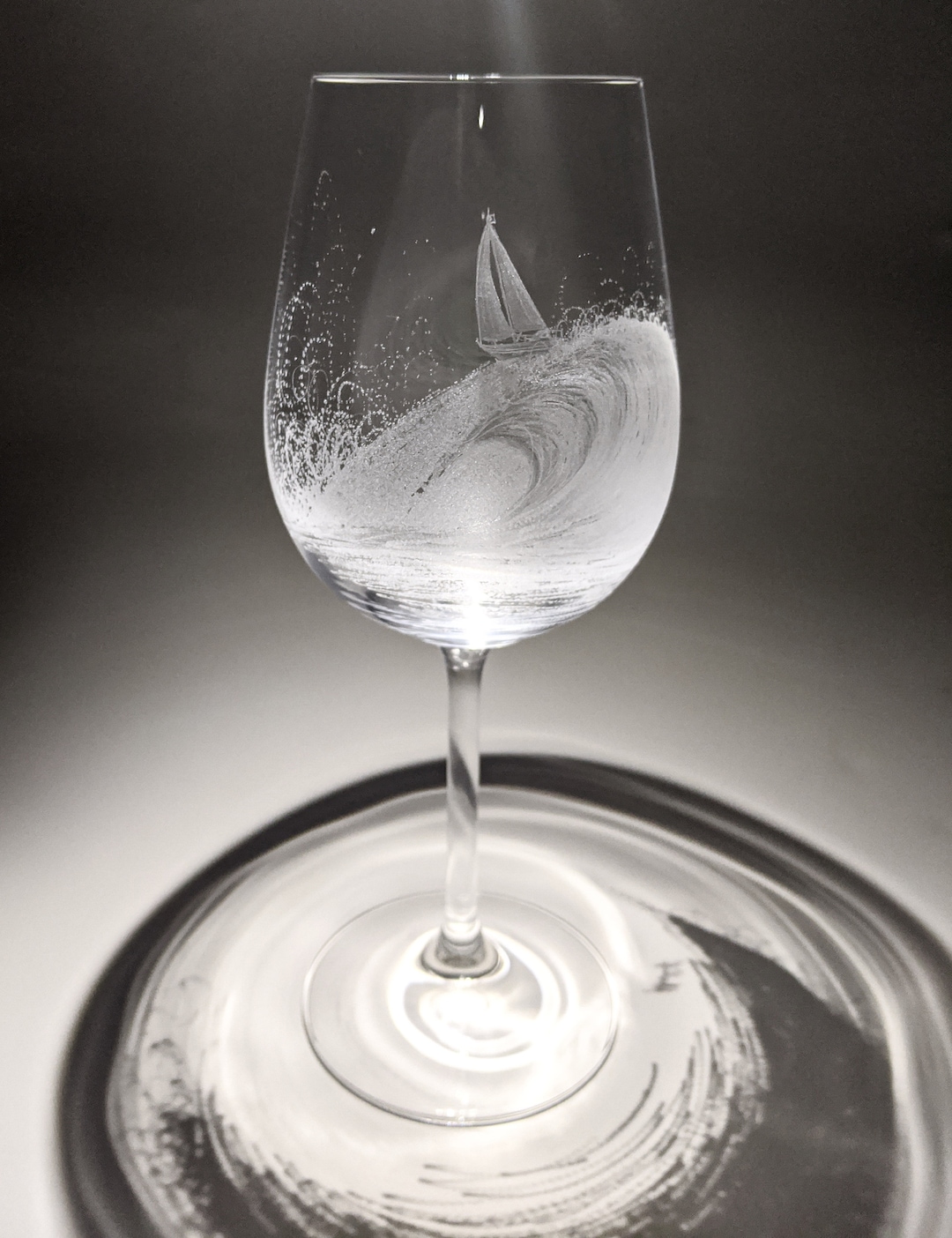 Hand Engraved Wave Wine Glasses - Yacht Glass - Sailing Gift - Ocean ...