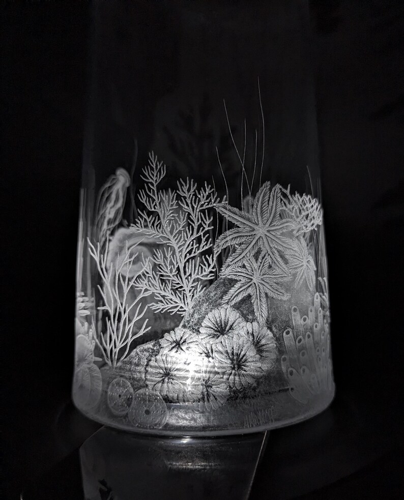 Coral Vase - Coral Reef- Hand Engraved LSA Vase - Beautiful Glass Art ...