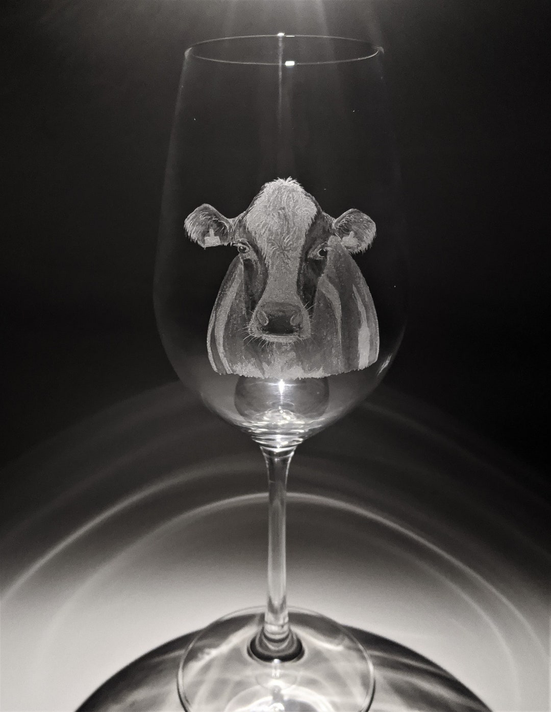 Cow Wine Glass - Hand Engraved Glasses - Farmer Gift - Holstein ...