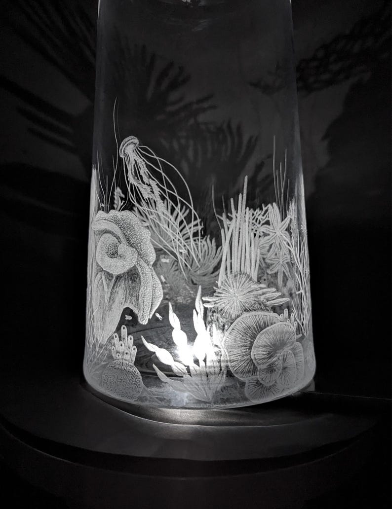 Coral Vase - Coral Reef- Hand Engraved LSA Vase - Beautiful Glass Art ...