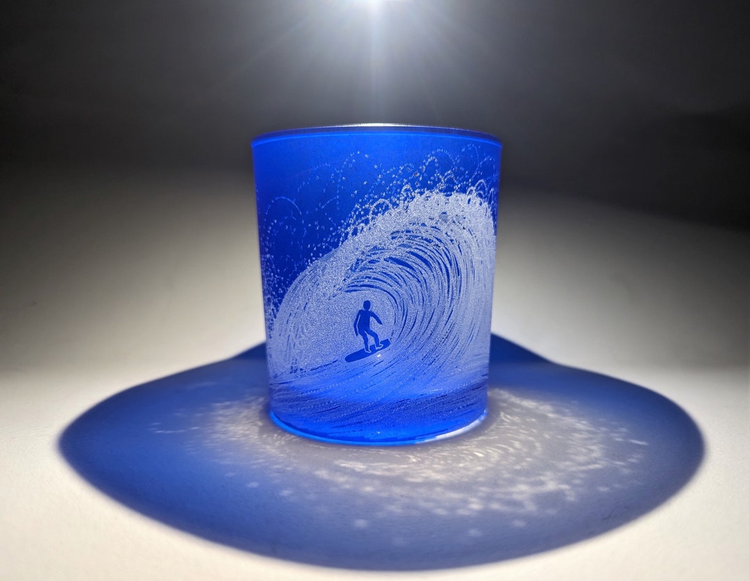 Surfer Glass Tealight Holder Wave Glass Surfing Glass Surfer Gift Ocean ...