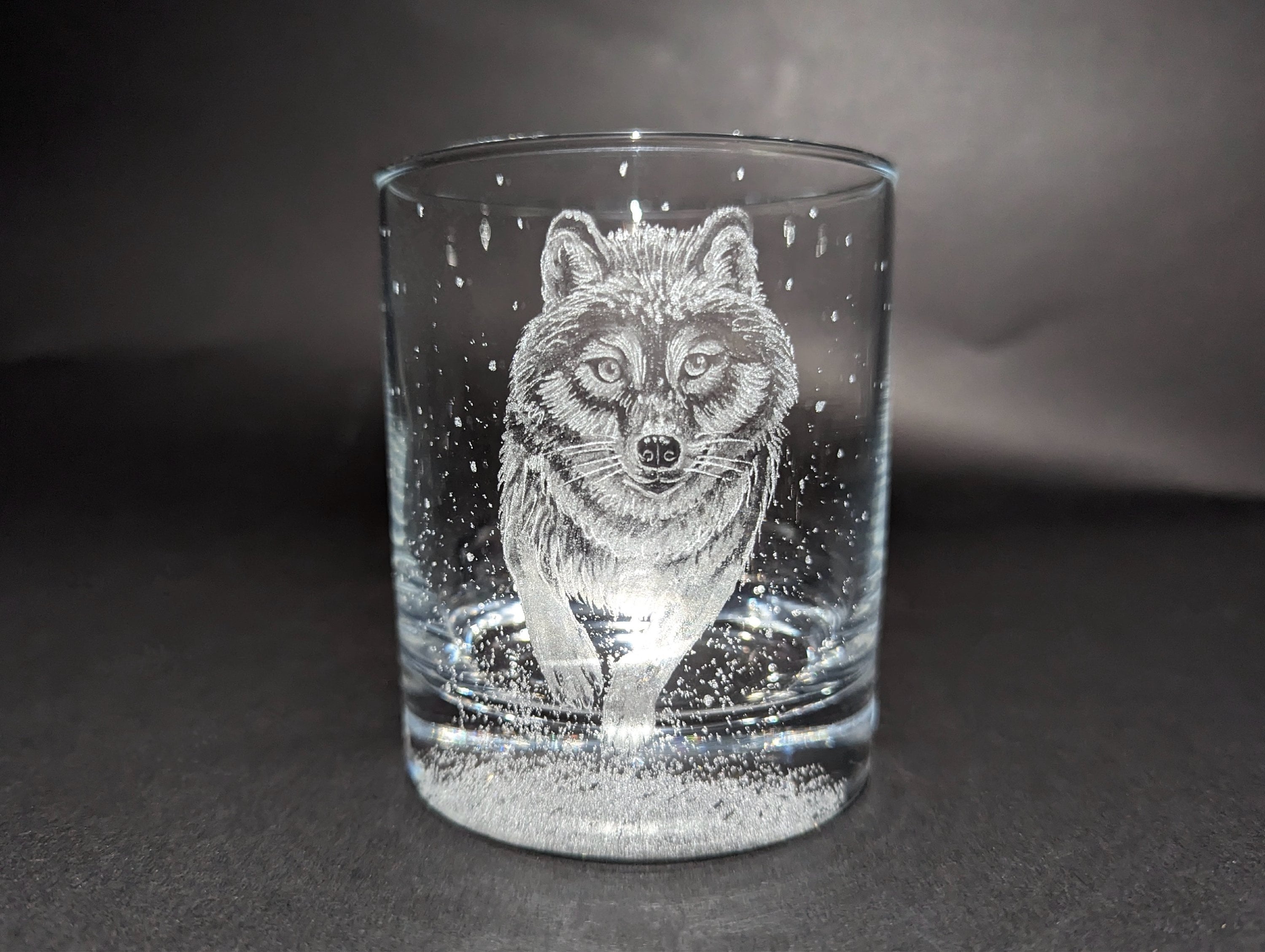 Wolf Glass Etching Personalized Wolf Beer Mug, Etched Glass Present
