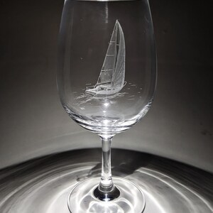 CUSTOMISED Sailing Yacht Wine Glass - YOUR BOAT Hand Engraved Onto a ...