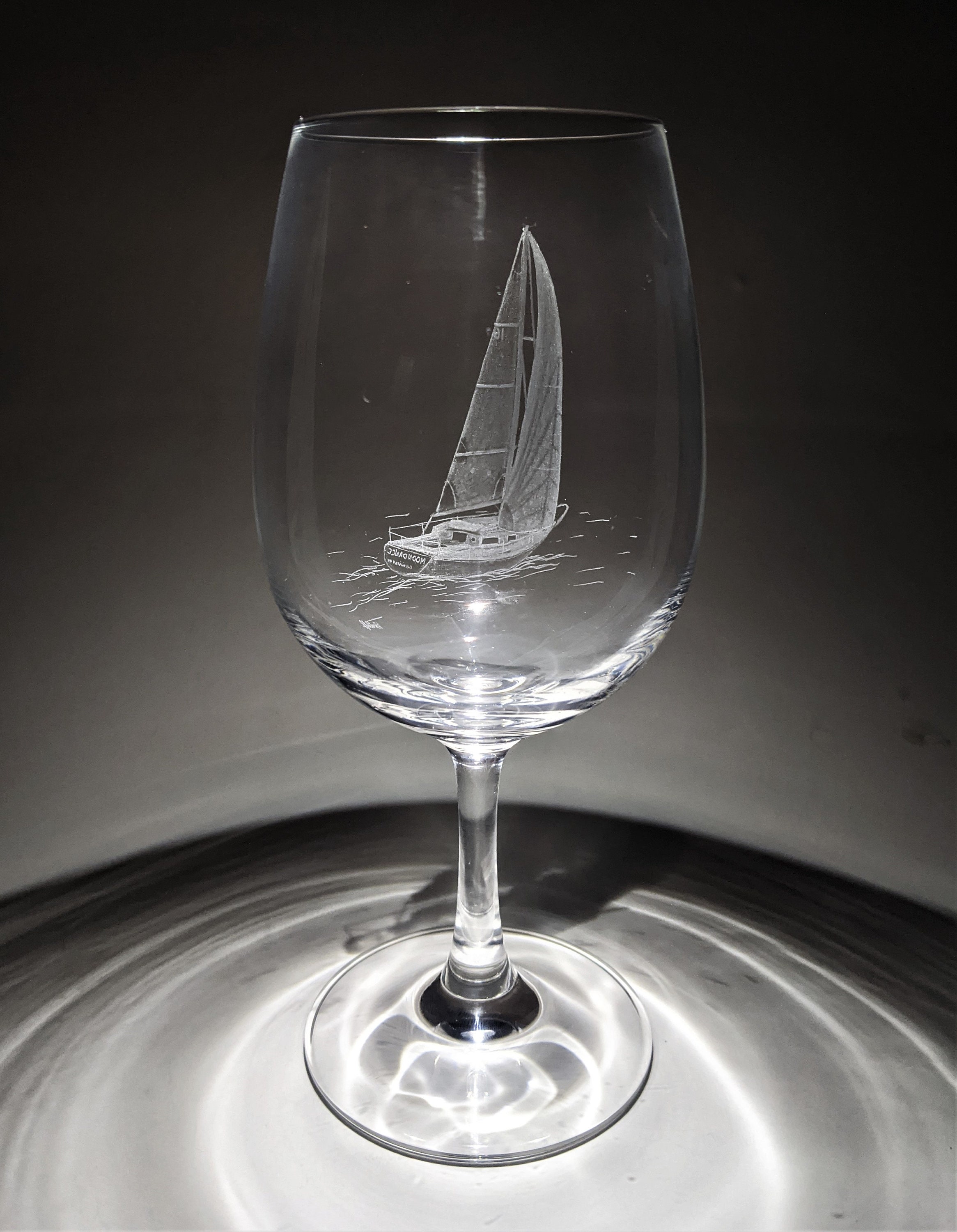 CUSTOMISED Sailing Yacht Wine Glass YOUR BOAT Hand Engraved | Etsy
