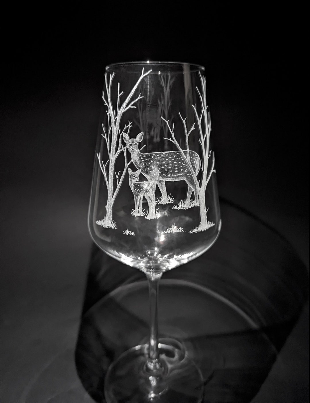 Hand Engraved Deer Wine Glasses - Deer Glass - Deer Gift - Forest ...