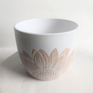 Sunflower Pot Sunflowers Plant Pot Engraved Ceramic Beautiful Pottery ...