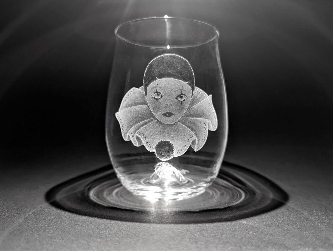 Hand Engraved Clown Glass - Clown Wine Glass - Clown Gift - Clowns ...