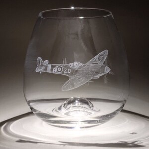 Spitfire Whisky Glass - Spitfire Tumbler - Hand Engraved Spitfire ...