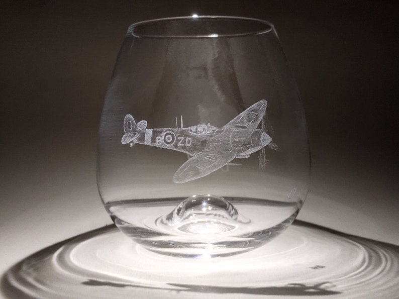 Spitfire Whisky Glass - Spitfire Tumbler - Hand Engraved Spitfire ...