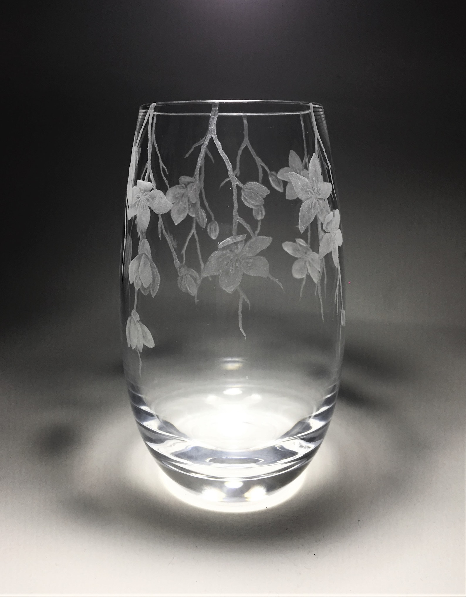 Cherry Blossom - Glass Engraved Vase - Crystal Vase - Glass Art ...