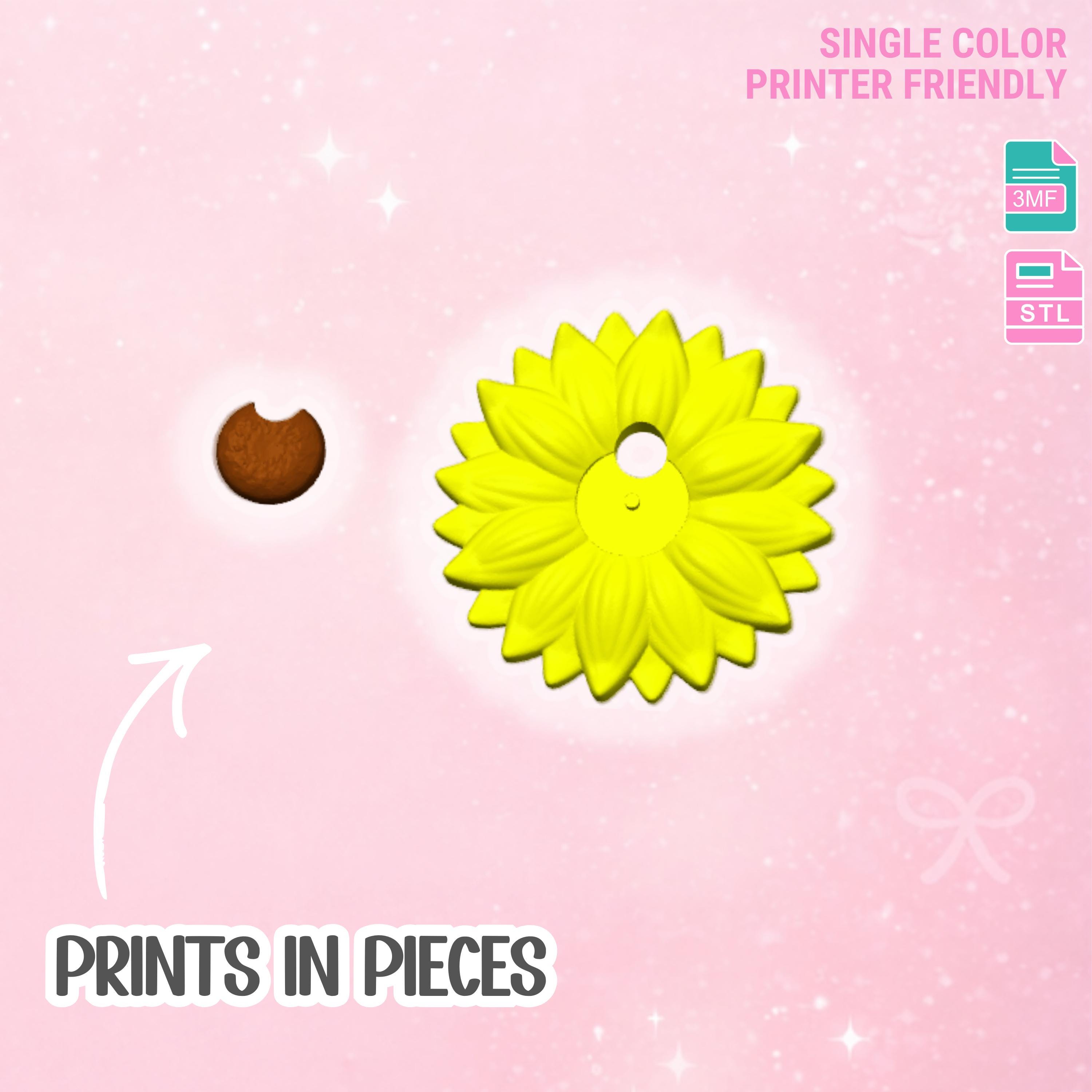 Sunflower Lid Topper: 3D Print STL & 3MF File Cup Toppers (digital ...