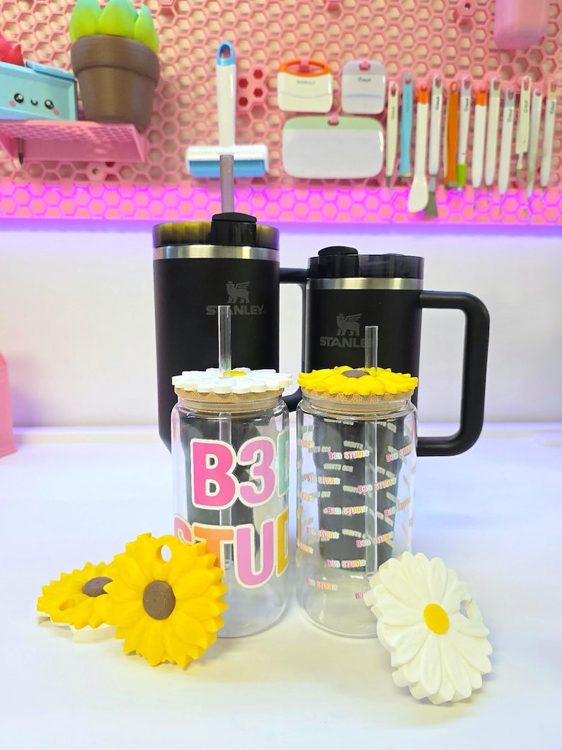 Sunflower Lid Topper: 3D Print STL & 3MF File Cup Toppers (digital ...