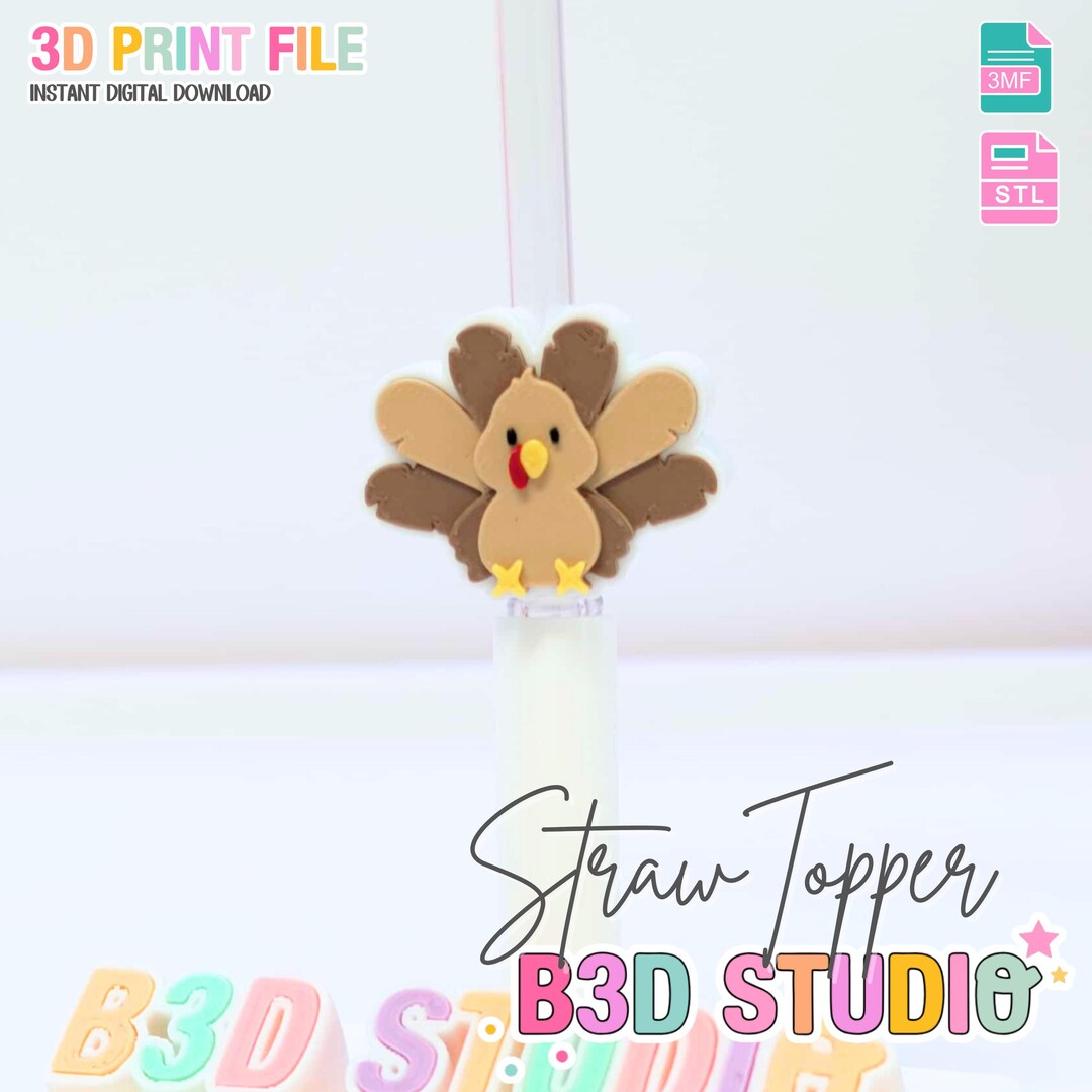 Turkey Straw Topper 3D Print File (STL & 3MF Digital Download) 8mm ...