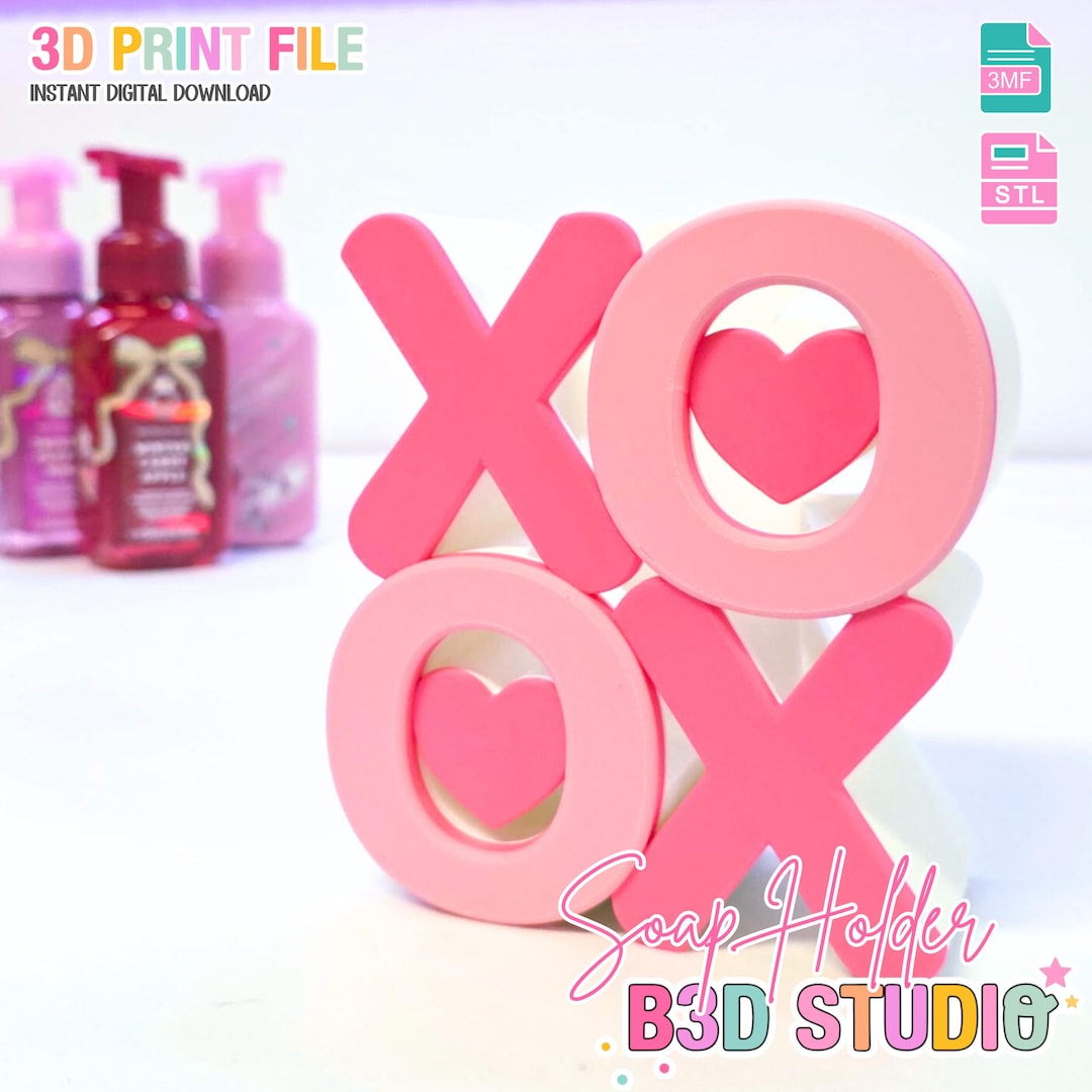 XO Hugs and Kisses Soap Holder: 3D Print STL & 3MF File (digital ...