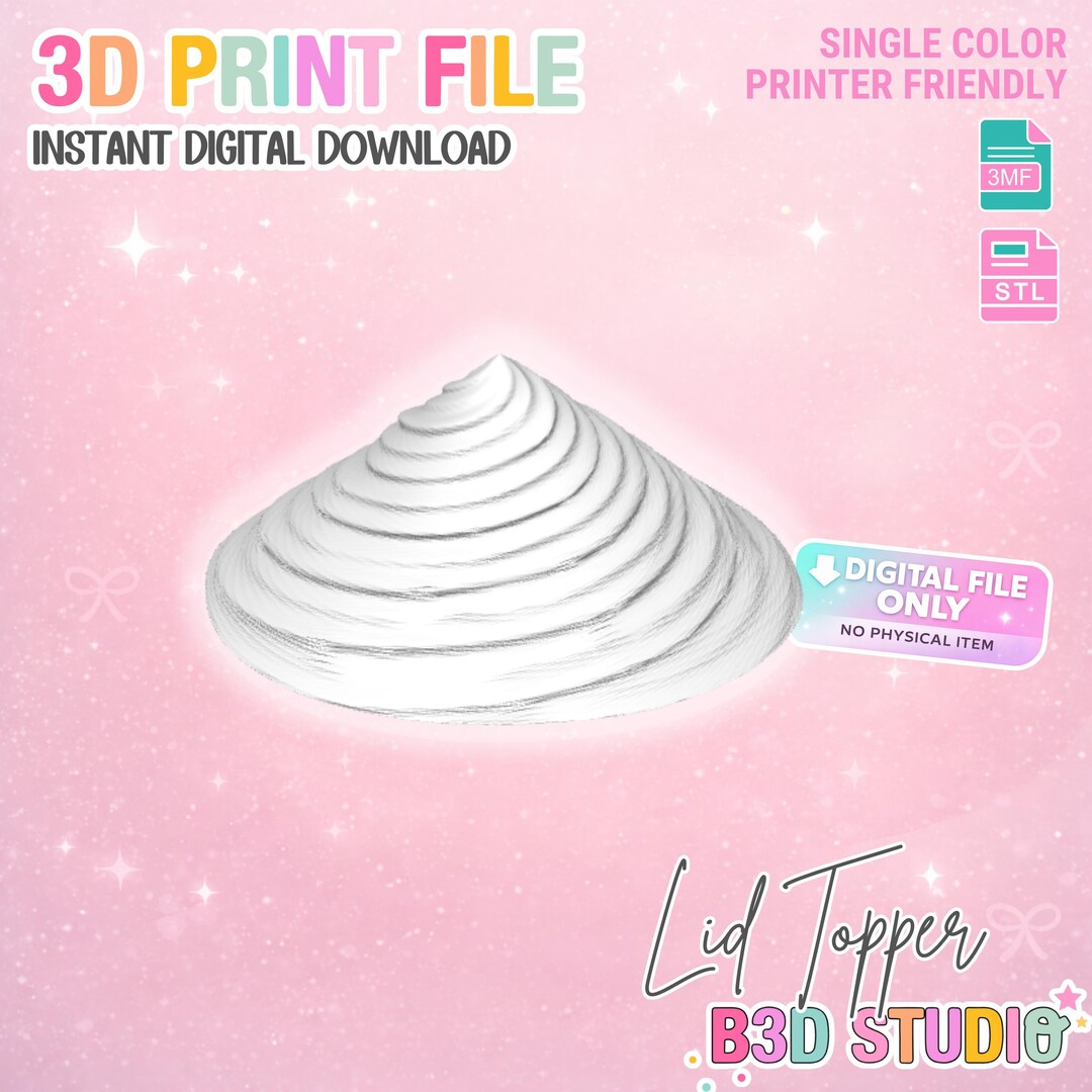 Whipped Topping Lid Topper – Cup Topper 3D Print File (STL & 3MF ...
