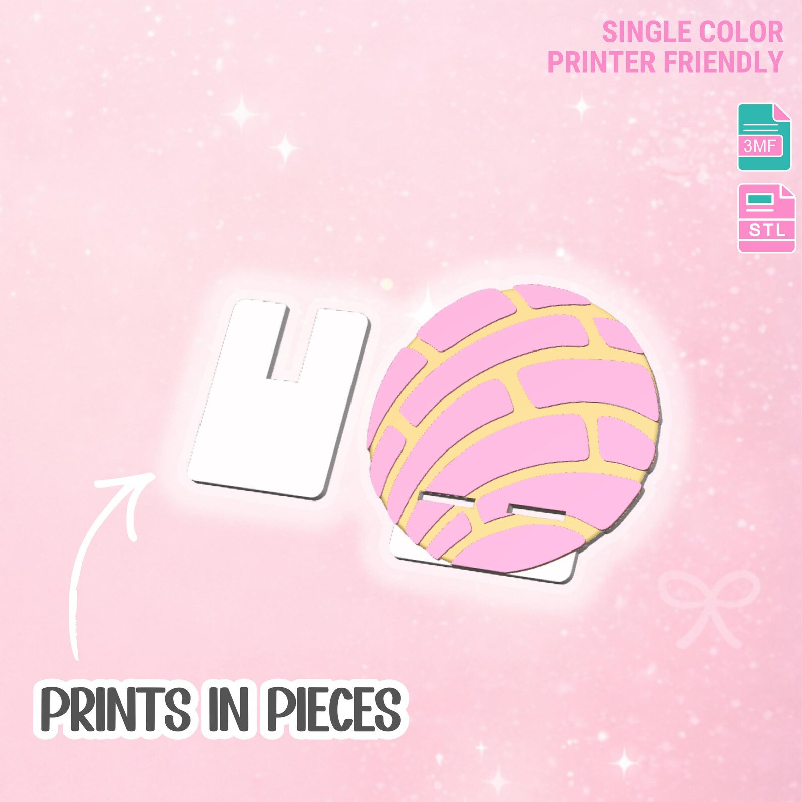 Circle Concha Phone Holder 3D Print File: Girly Desk Decor (STL/3MF ...