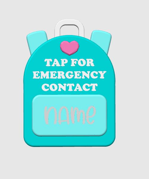 Emergency Contact Heart Backpack NFC Bag Tag 3D Print File (STL & 3MF ...