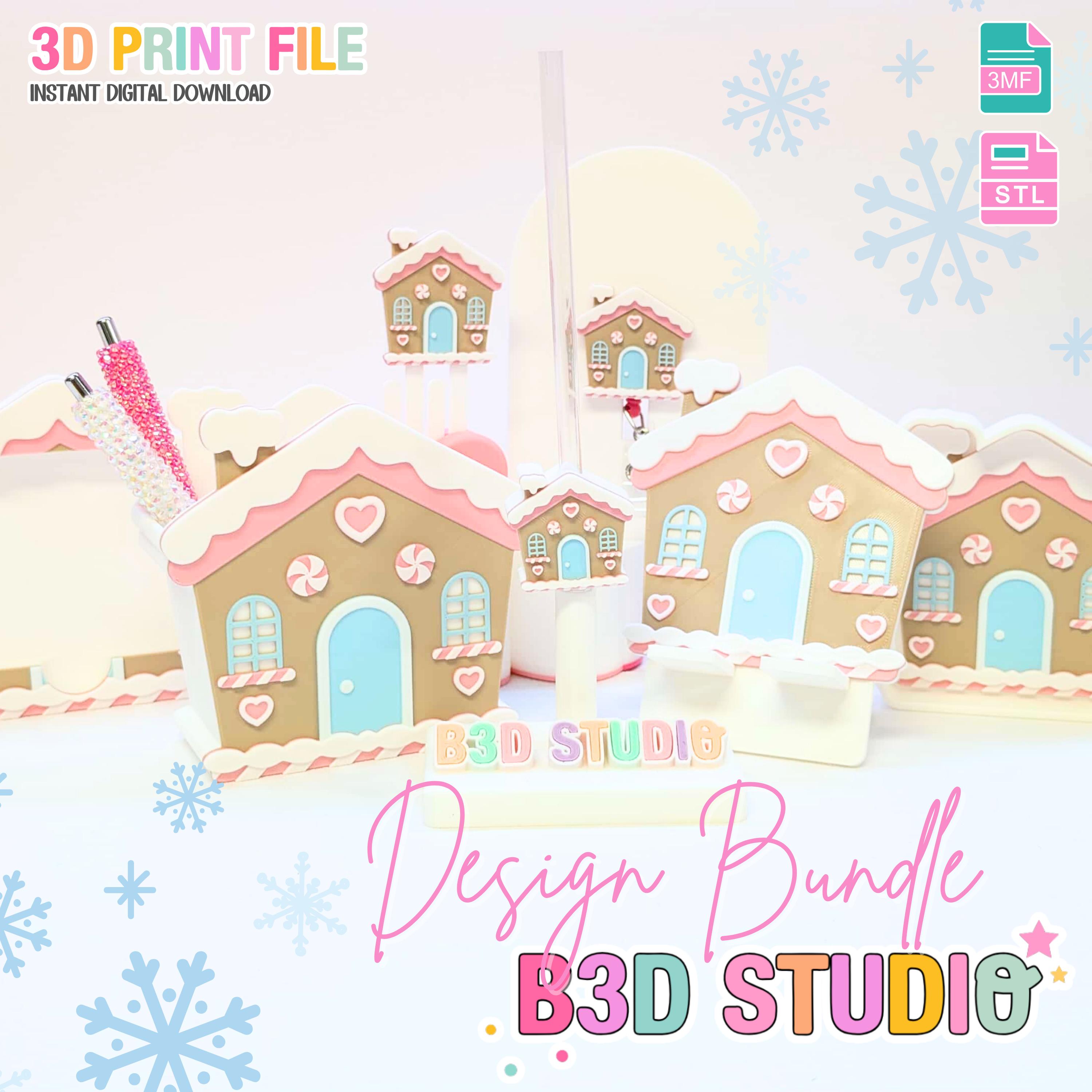 Gingerbread House 3D Print File Bundle: Desk Organizer (STL & 3MF ...
