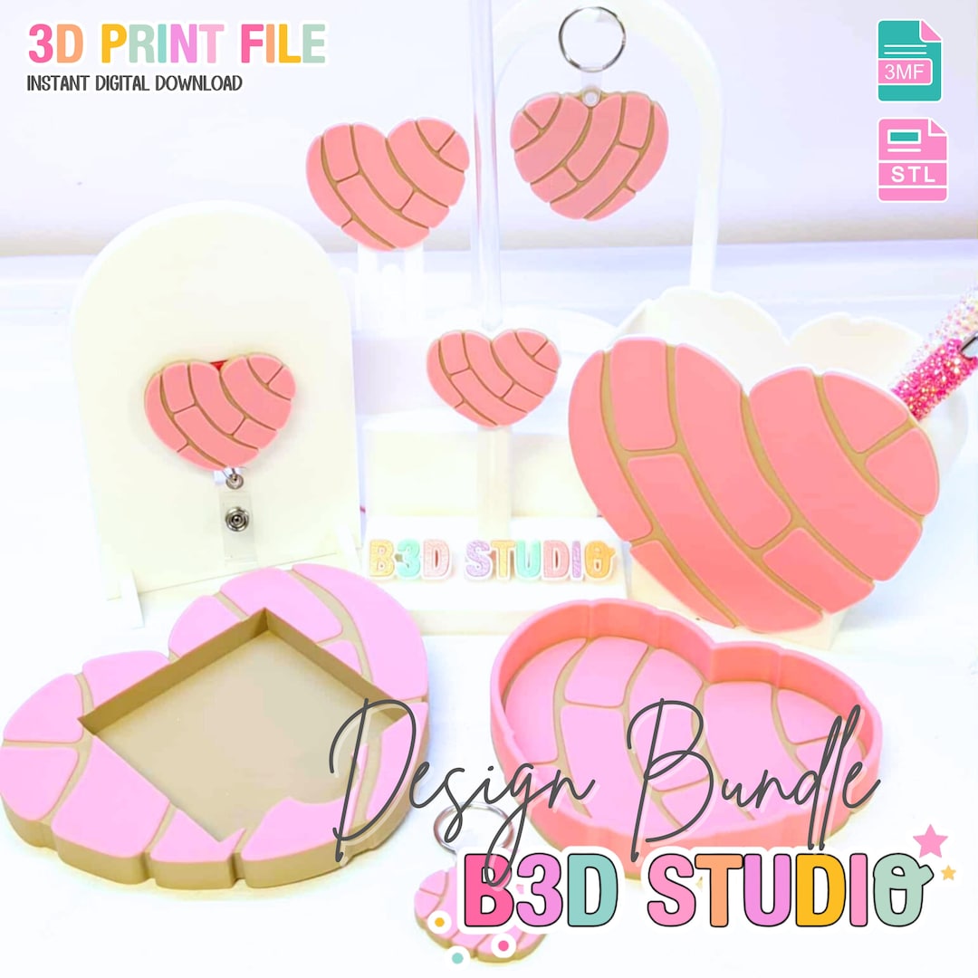 Concha Heart 3D Print File Bundle: Desk Organization (STL & 3MF Digital ...