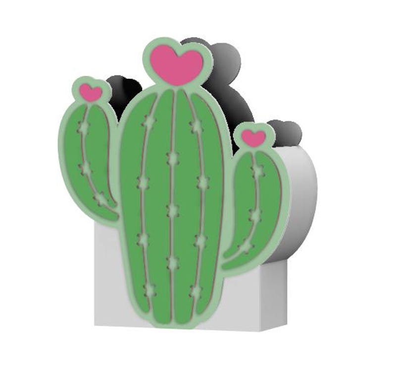 Heart Cactus 3D Print File Bundle: Pen Holder, Keychain, More (STL ...