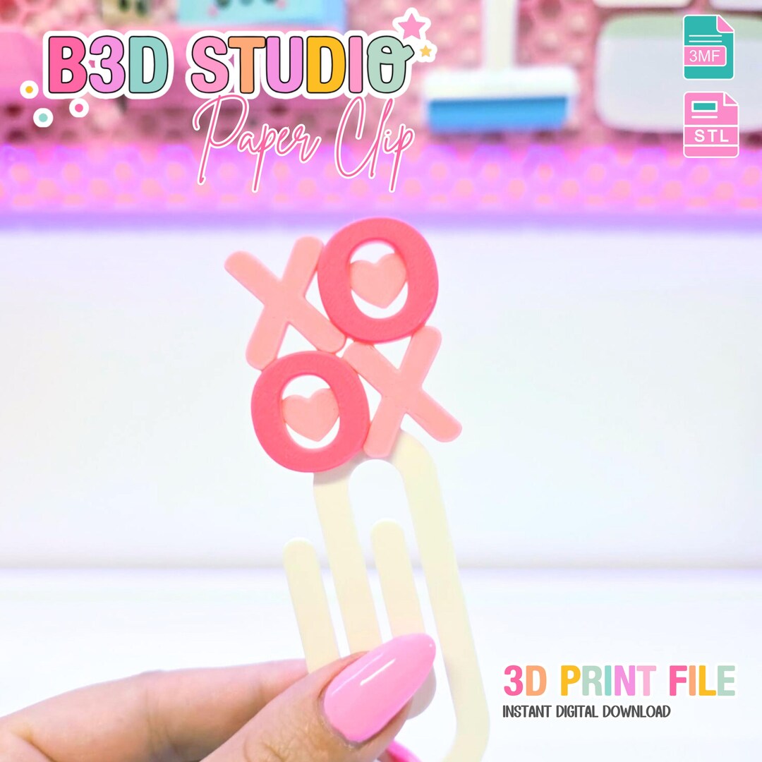 XO Hugs and Kisses Paper Clip 3D Print File (STL & 3MF Digital Download ...