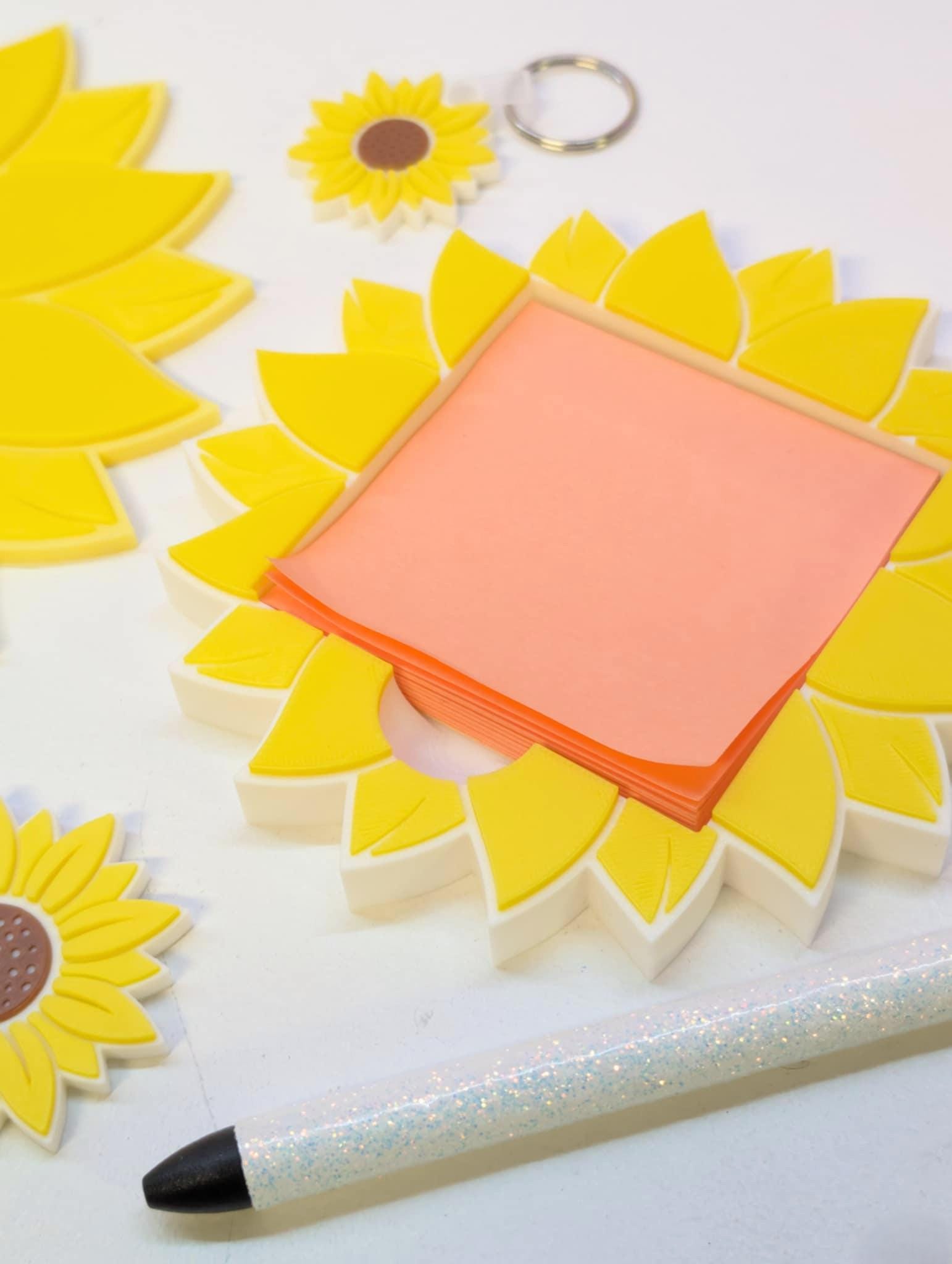 Sunflower Sticky Note Holder STL + 3MF File: 3D Print Floral Desk ...