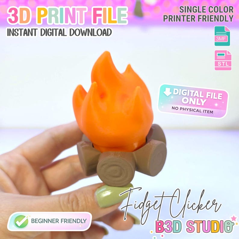 Campfire Fidget Clicker STL & 3MF 3D Print File (digital Download ...