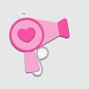 Blow Dryer NFC Keychain STL/3MF Digital File Download Hairdresser Salon ...