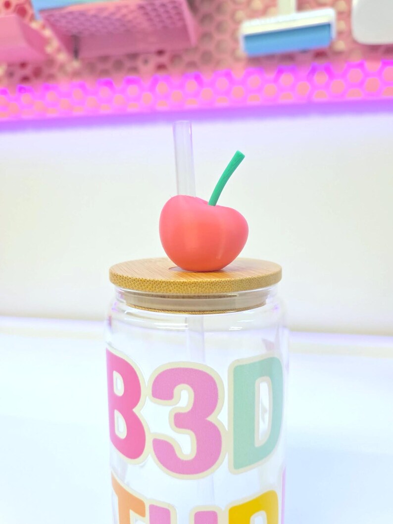 Cherry Straw Topper 3D Print File (STL & 3MF Digital Download) 8mm ...