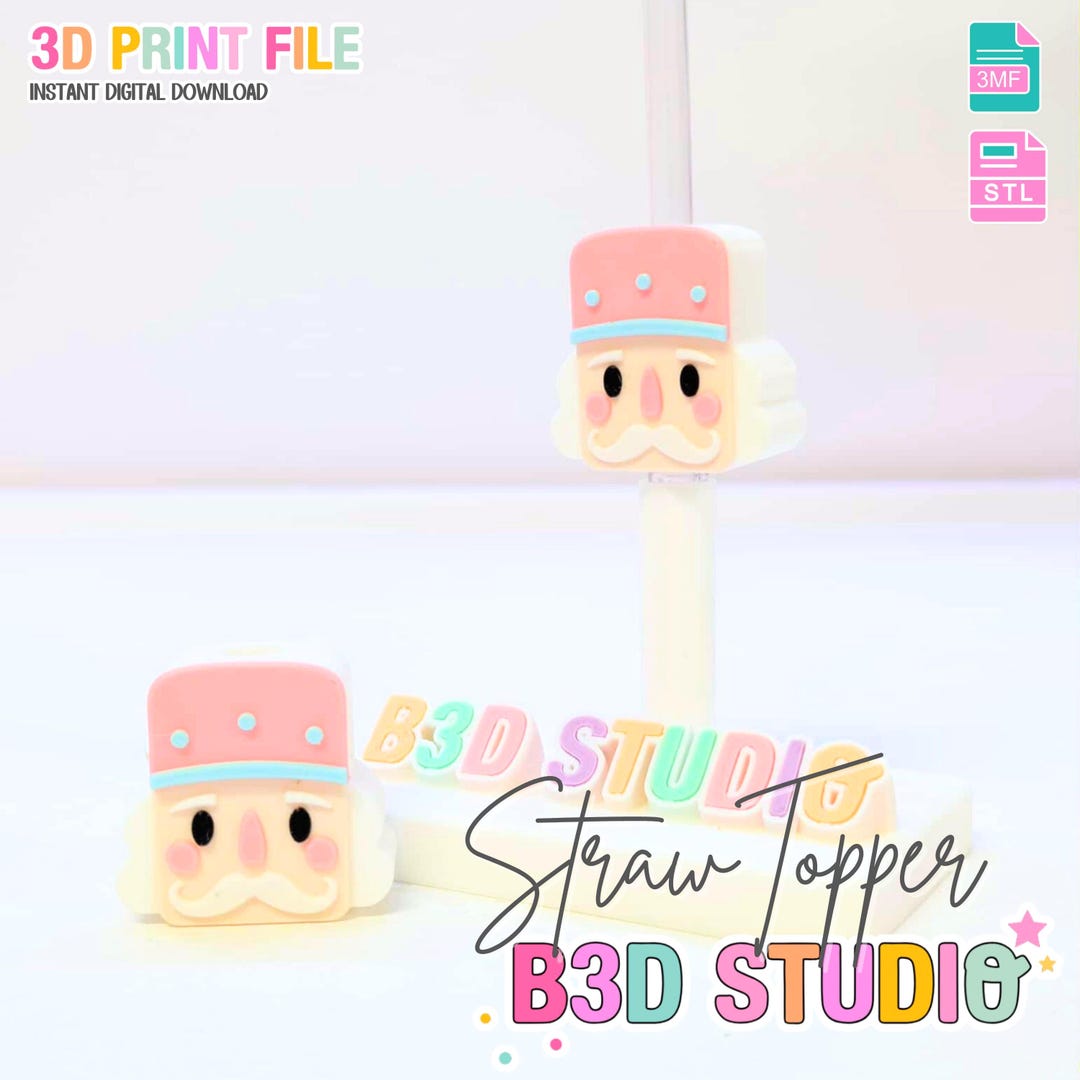 Nutcracker Straw Topper 3D Print File (STL & 3MF Digital Download) 8mm ...