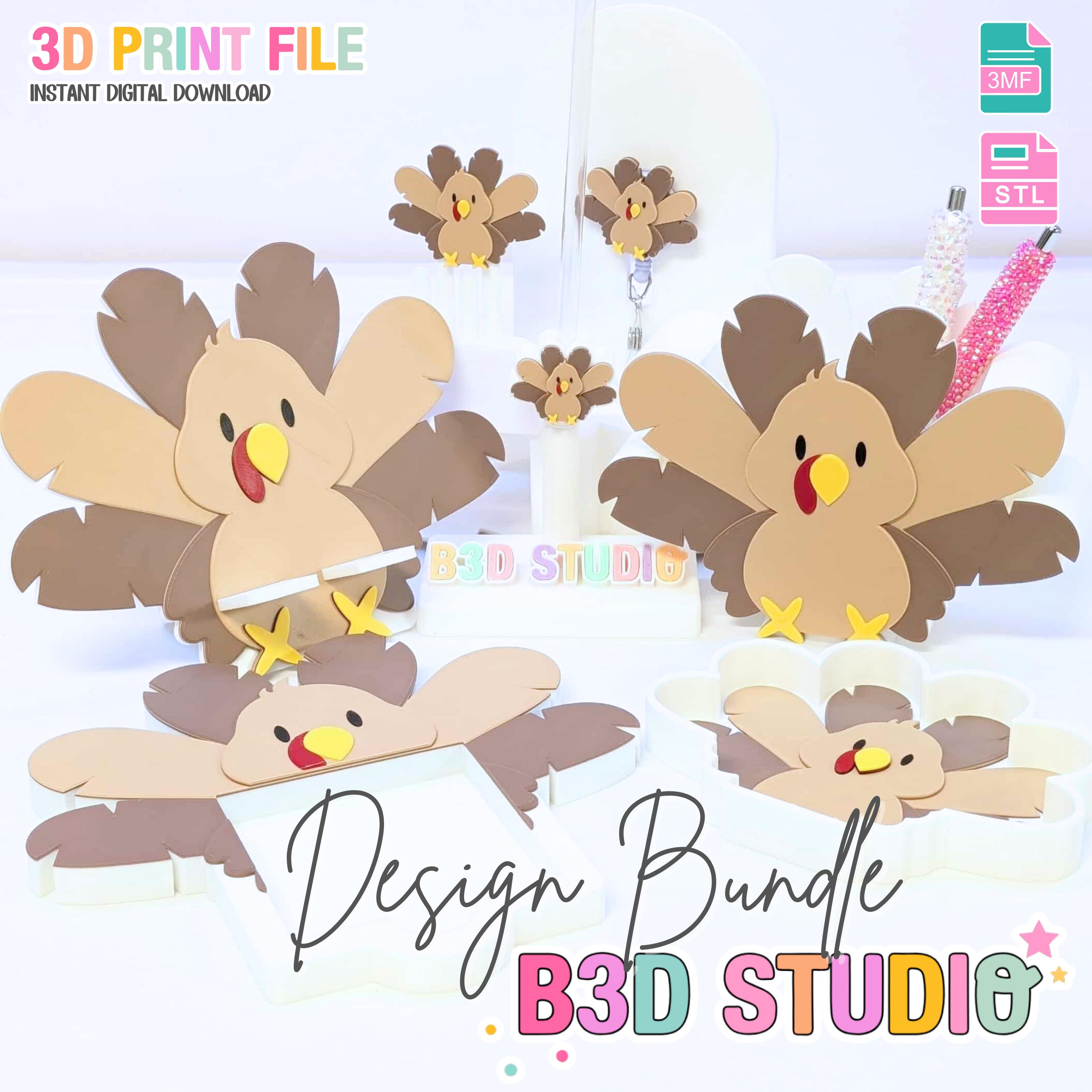 Turkey 3D Print File Bundle: Pen Holder, Phone Holder + More (STL & 3MF ...