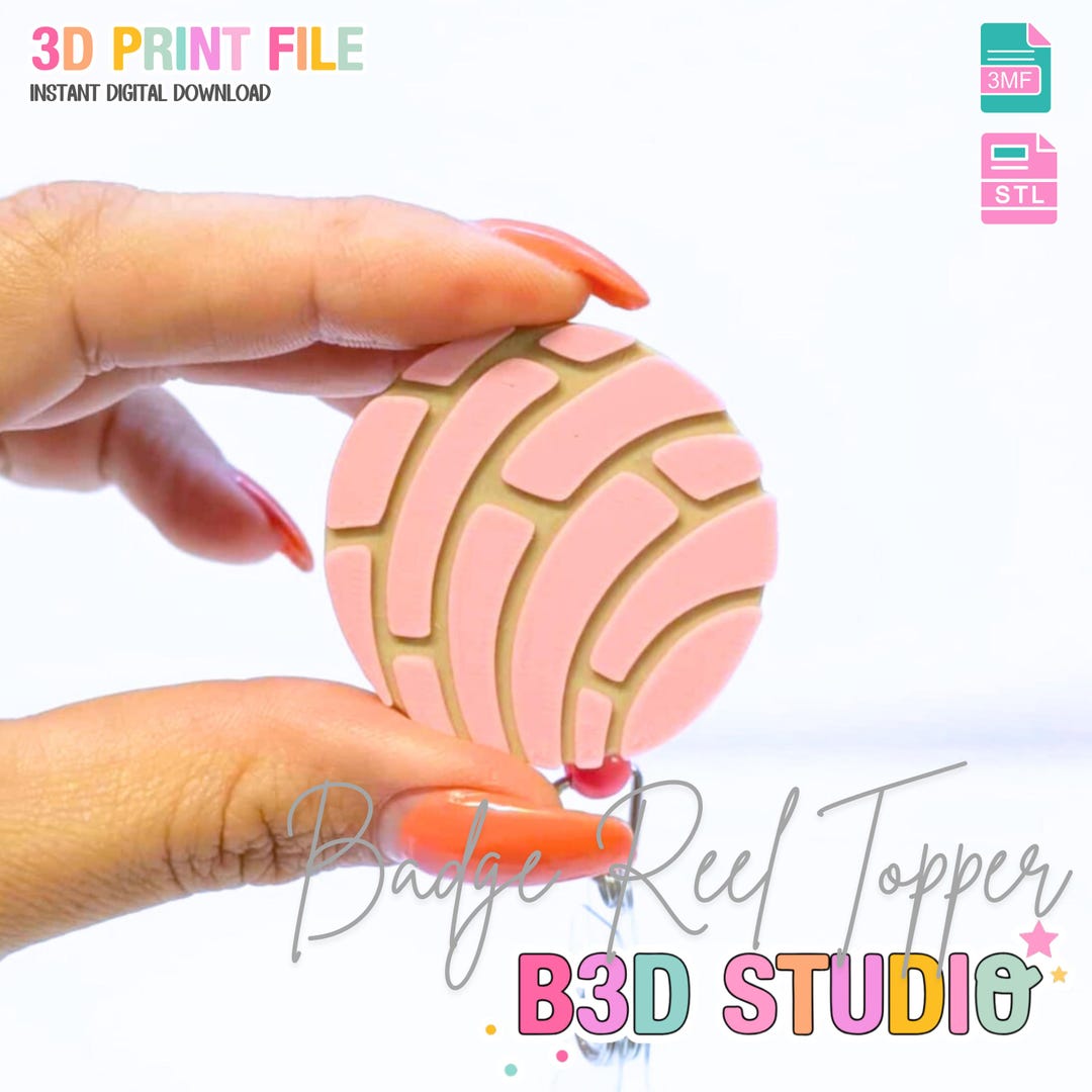 Circle Concha Badge Reel Topper 3D Print File (STL & 3MF Digital ...