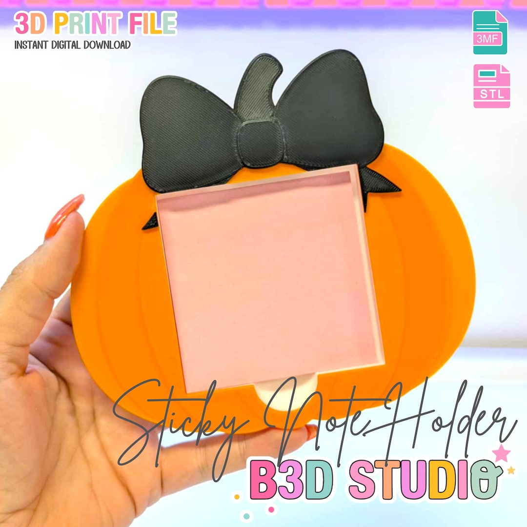 Bow Pumpkin Sticky Note Holder 3D Print File (STL/3MF Digital Download ...