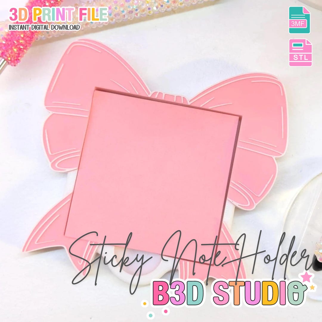 Coquette Bow Sticky Note Holder STL + 3MF File: Girly 3D Printable ...