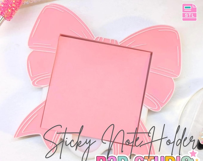 Pink Bow Sticky Note Holder - Cute Teacher School Desk Decor - Coquette ...