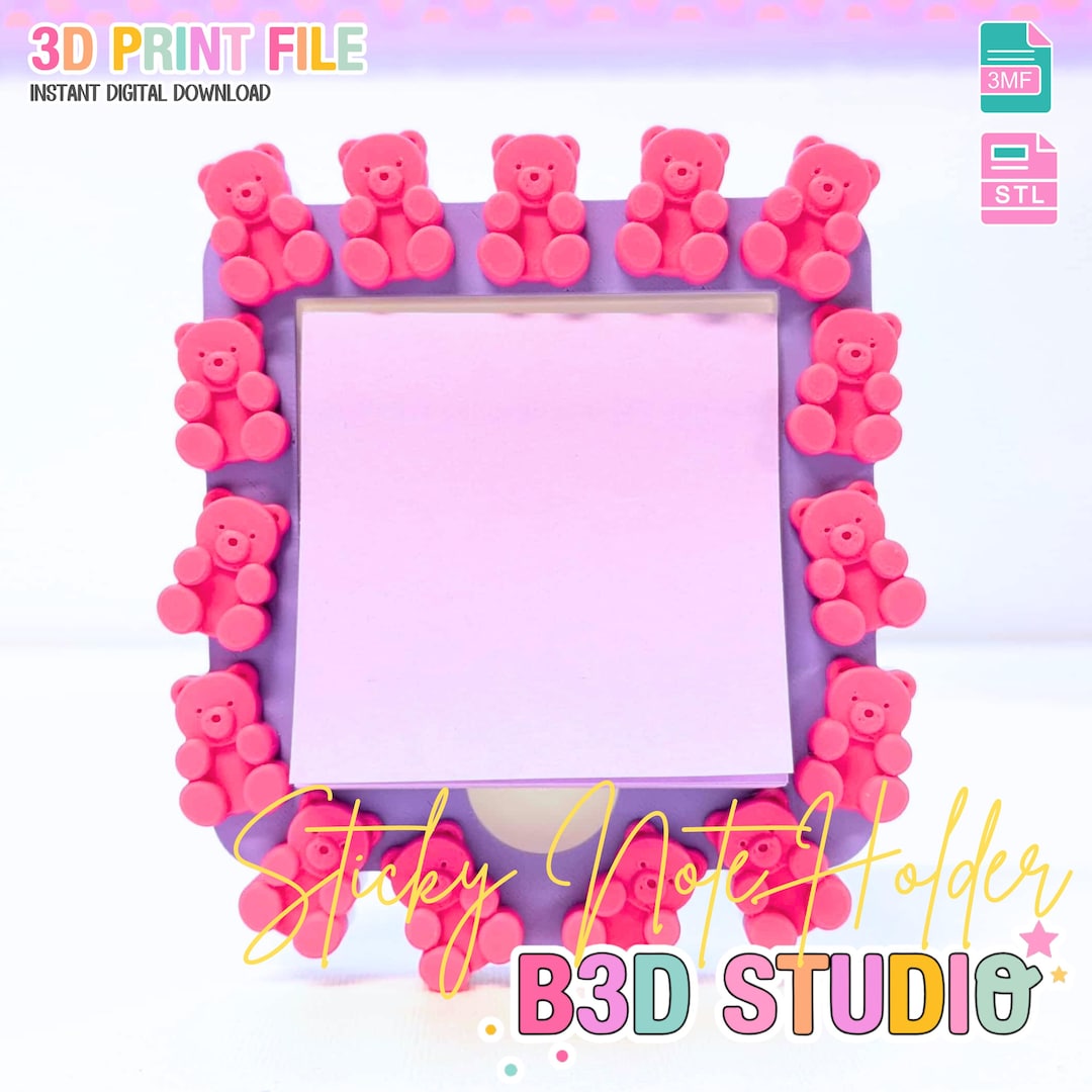 Gummy Bears Sticky Note Holder: Desk Organizer 3D Print File (STL & 3MF ...