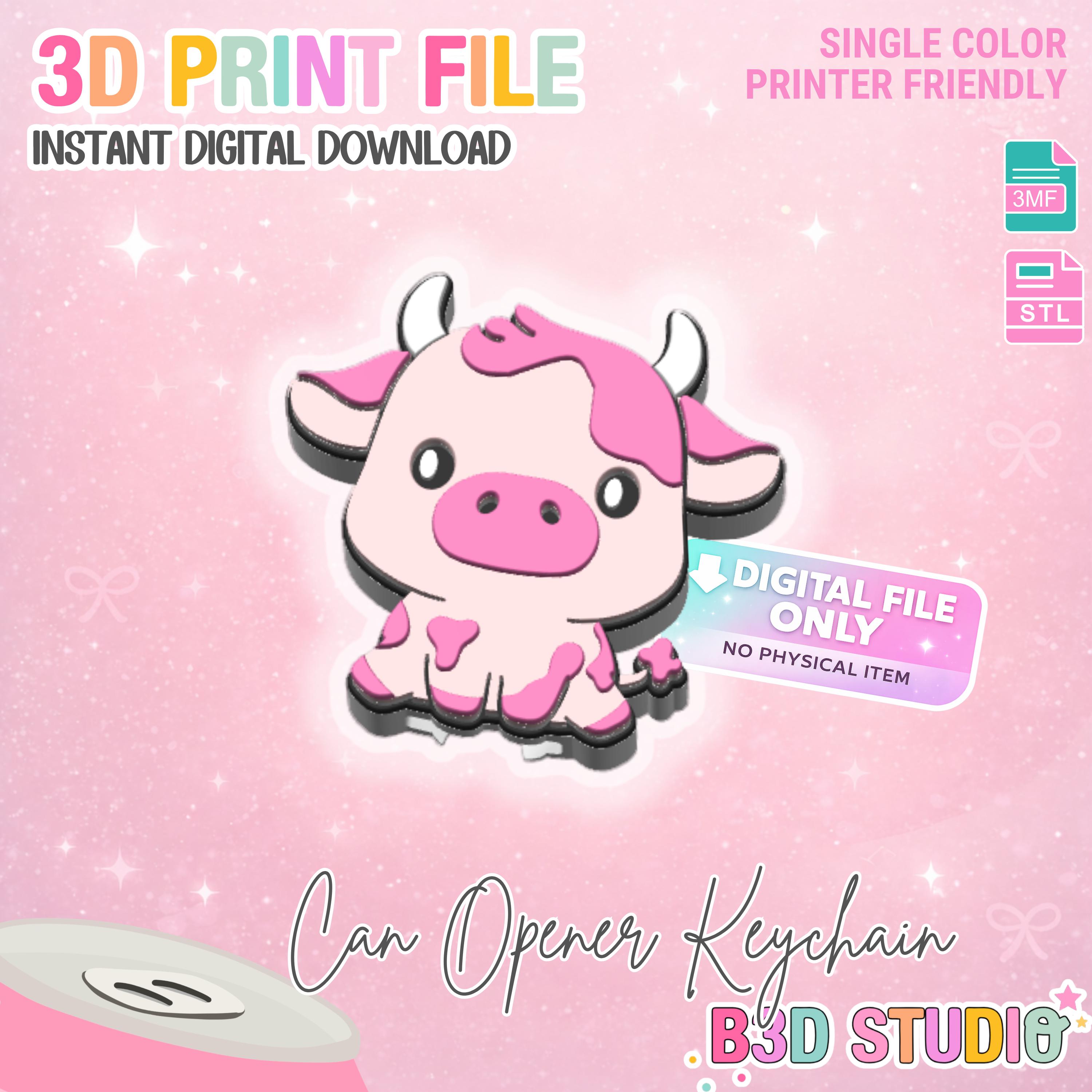Cow Can Opener Keychain 3D Print File (STL + 3MF Digital Download) - Etsy